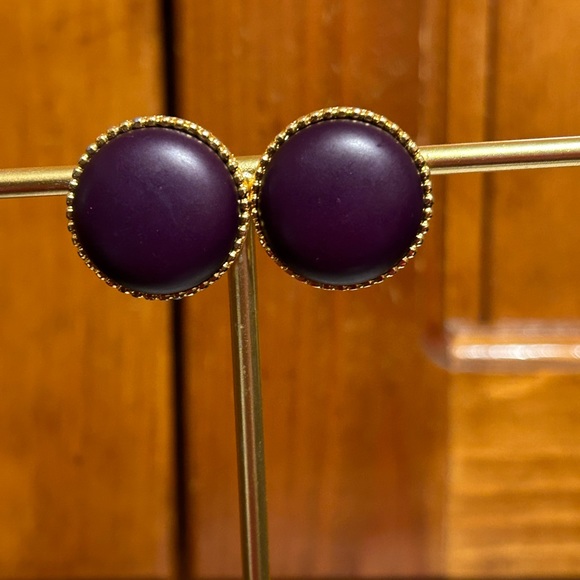 Accessories | Button Round Purple Clip On Earrings | Poshmark